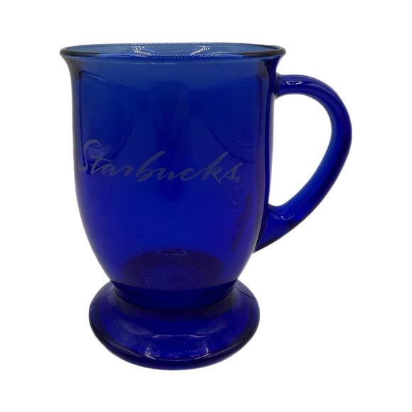 Starbucks | Dining | Vintage Starbucks Cobalt Blue Glass Pedestal ...